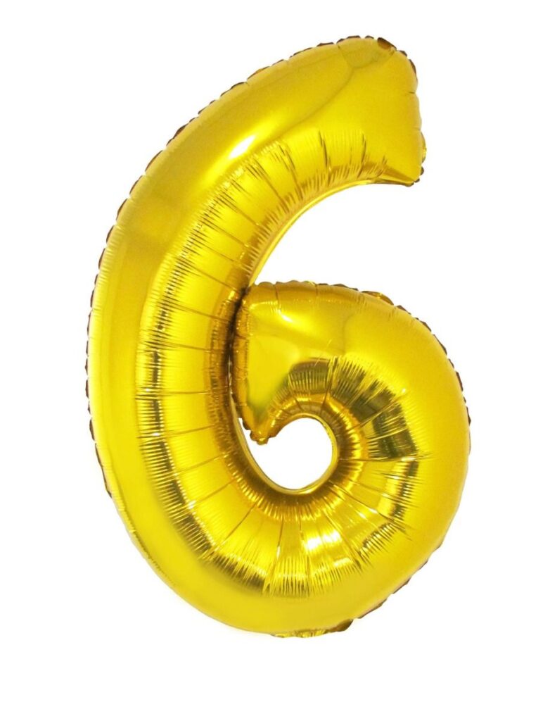 Gold Number 6 – 40″ – PARTYNW.COM