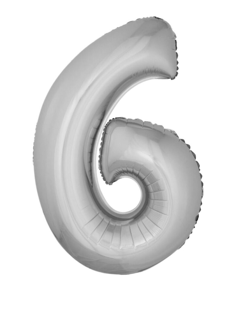 Silver Number 6 – 40″ – PARTYNW.COM